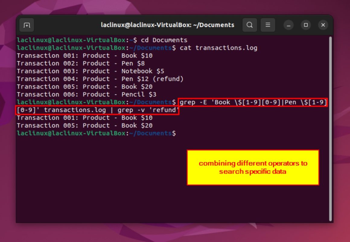 Use Grep with OR Operator, AND Operator, and NOT Operator
